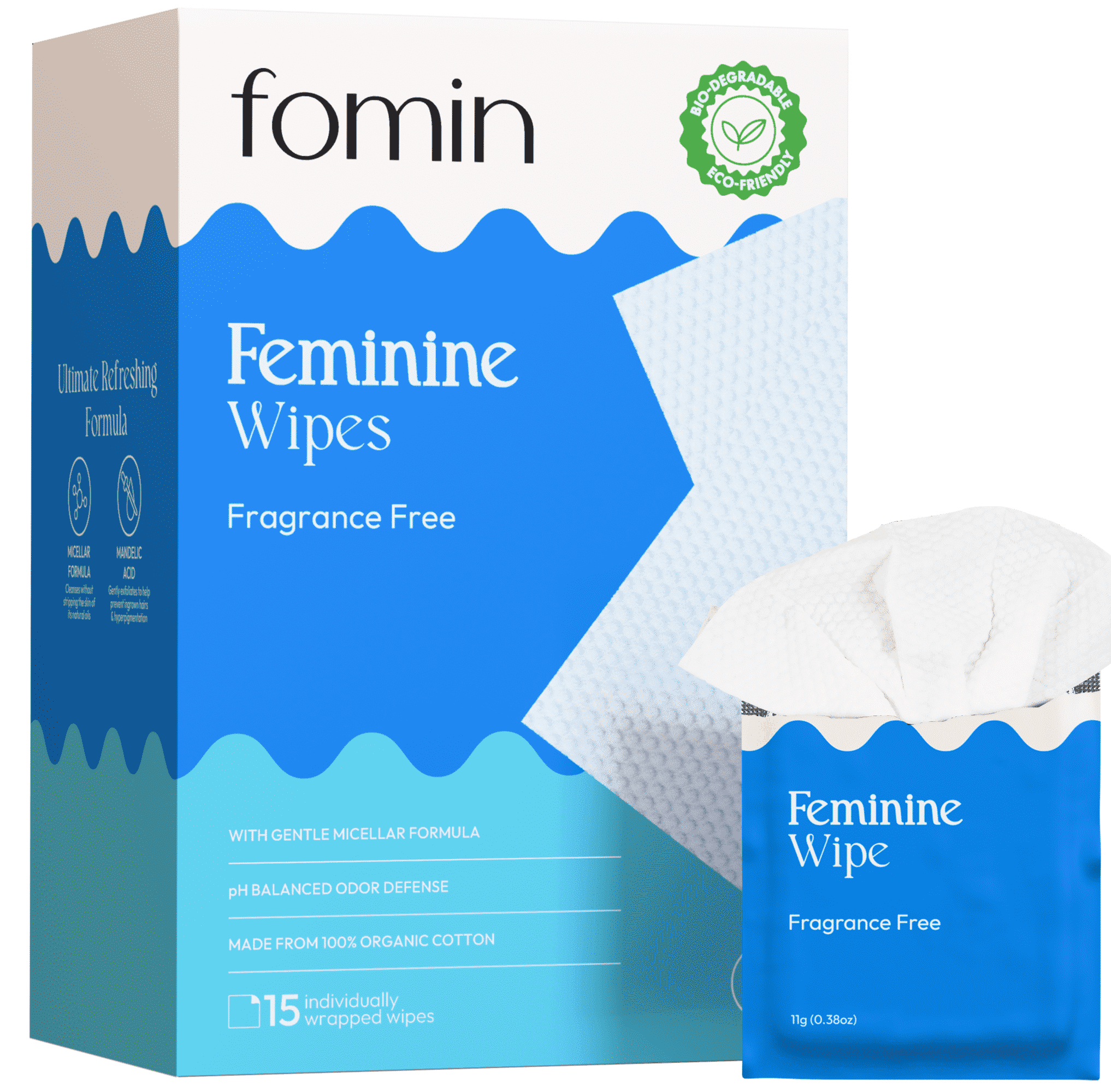 Fomin pH-Balanced Feminine Wipes for Women - 15 Pack - Unscented ...