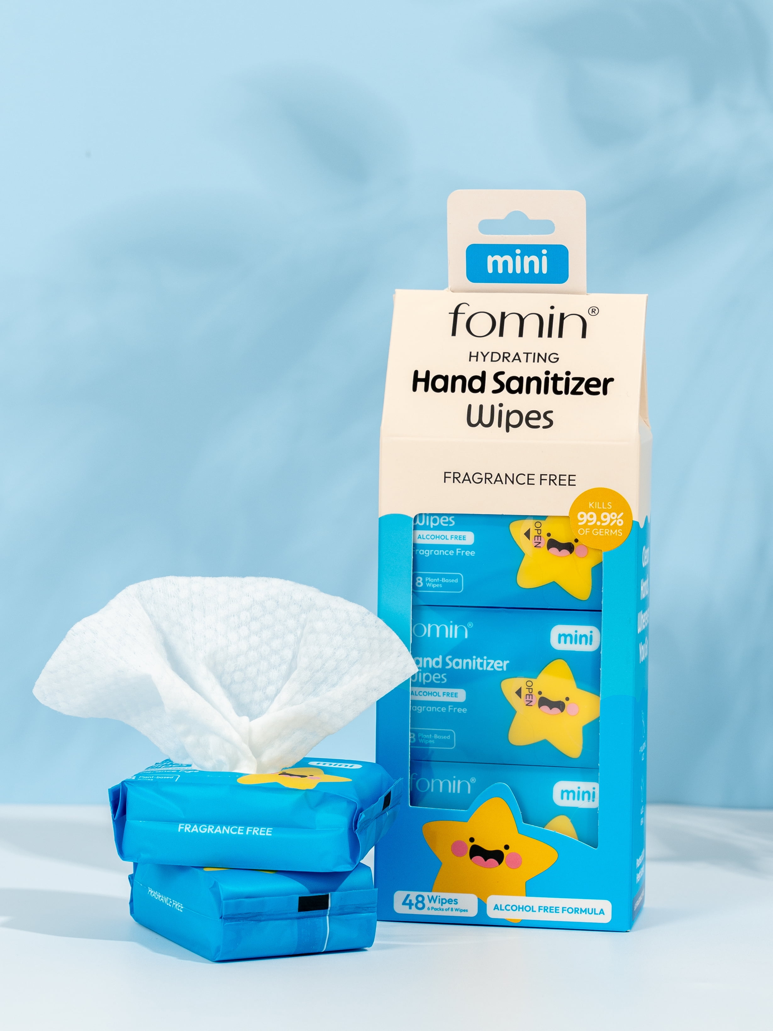 Fomin Mini Hand Sanitizer Wipes 6 Pack (8 Count) - Fragrance Free Mini ...