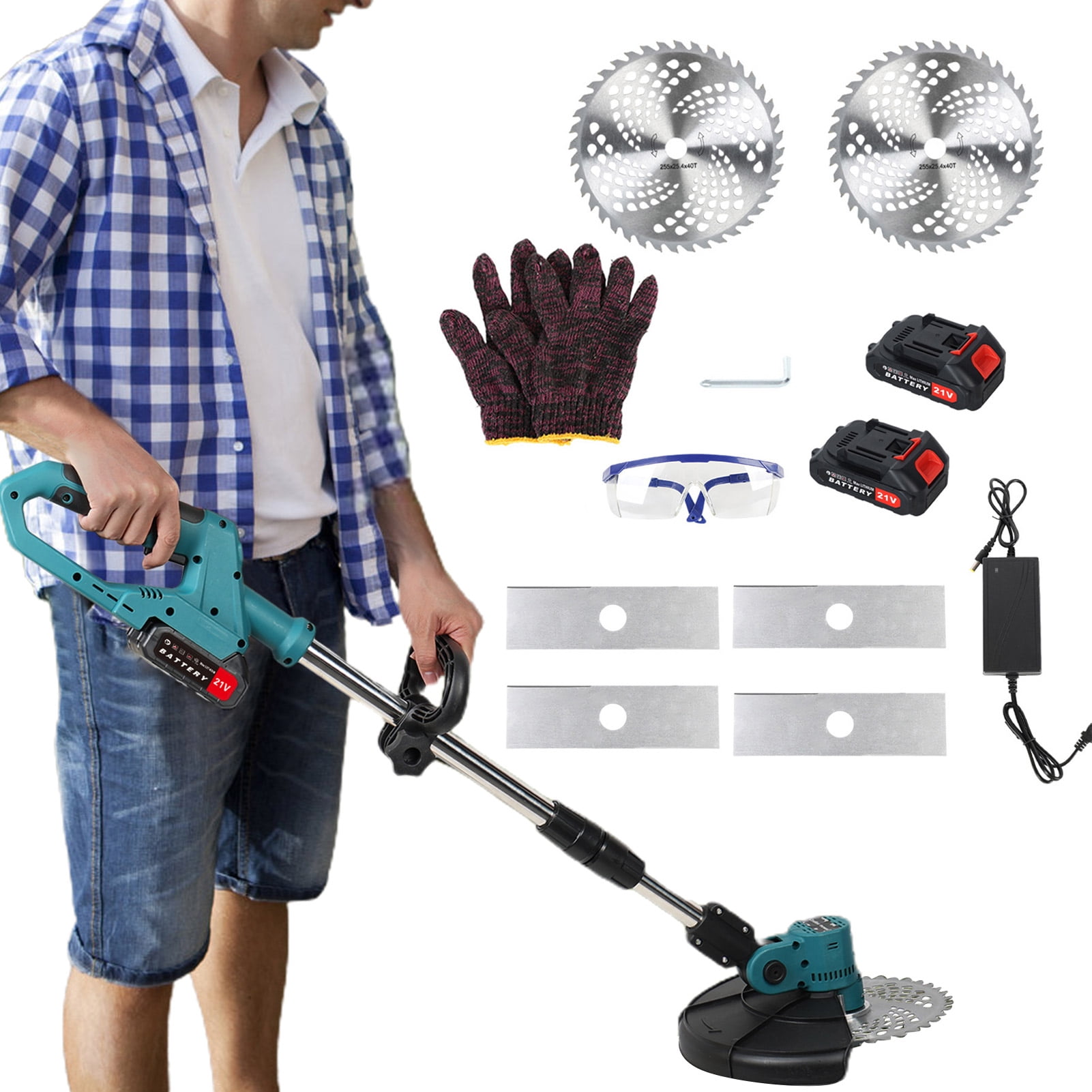Fompes 9 Inch Weed Wacker Cordless 21V Electric Weed Eater Grass ...
