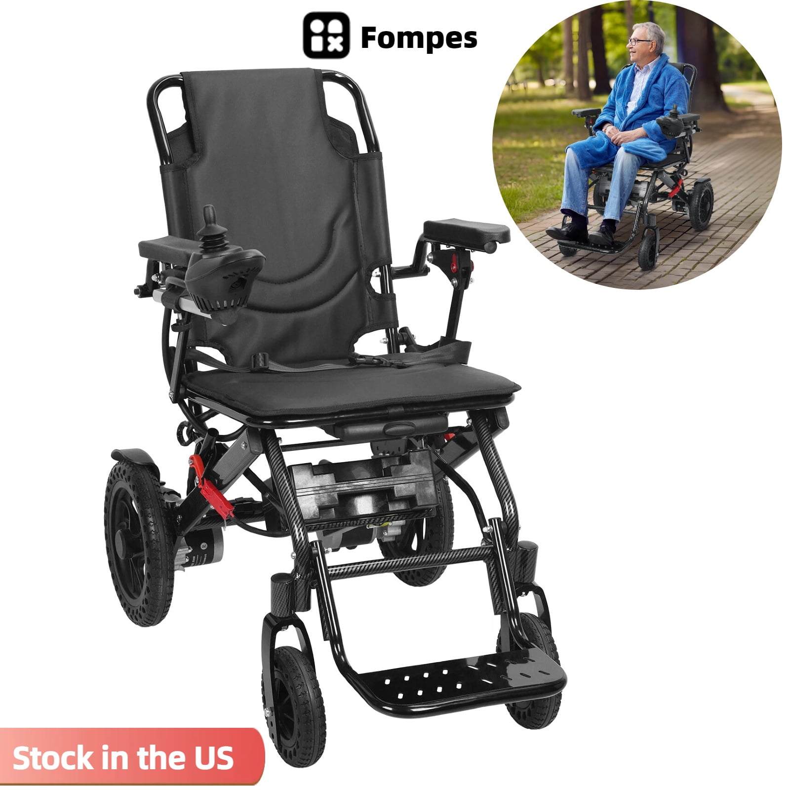 Fompes Electric Wheelchairs for Adults 12 Miles Travel Range Foldable ...
