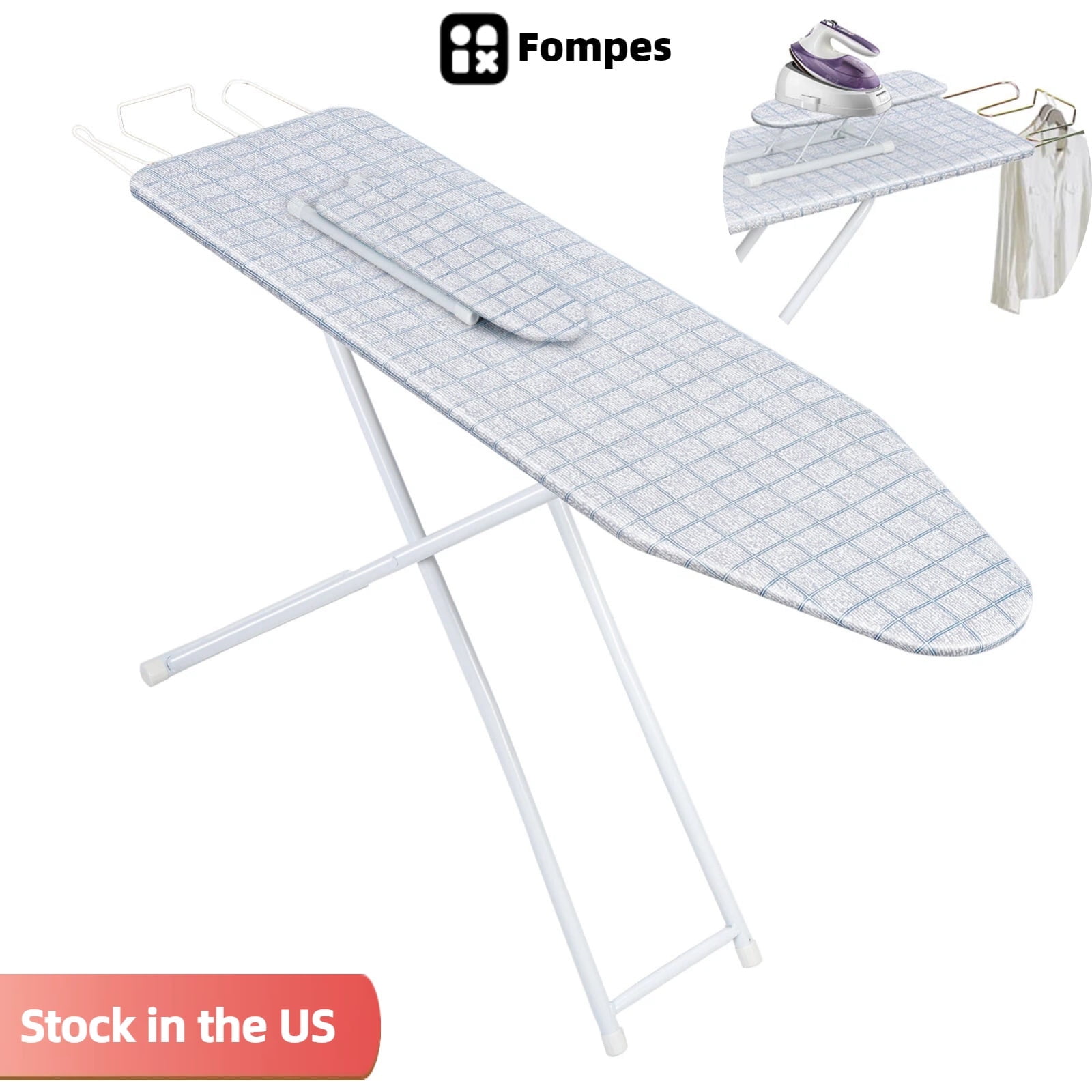Fompes Full Size Ironing Board with Heat Resistant Cover, Foldable ...