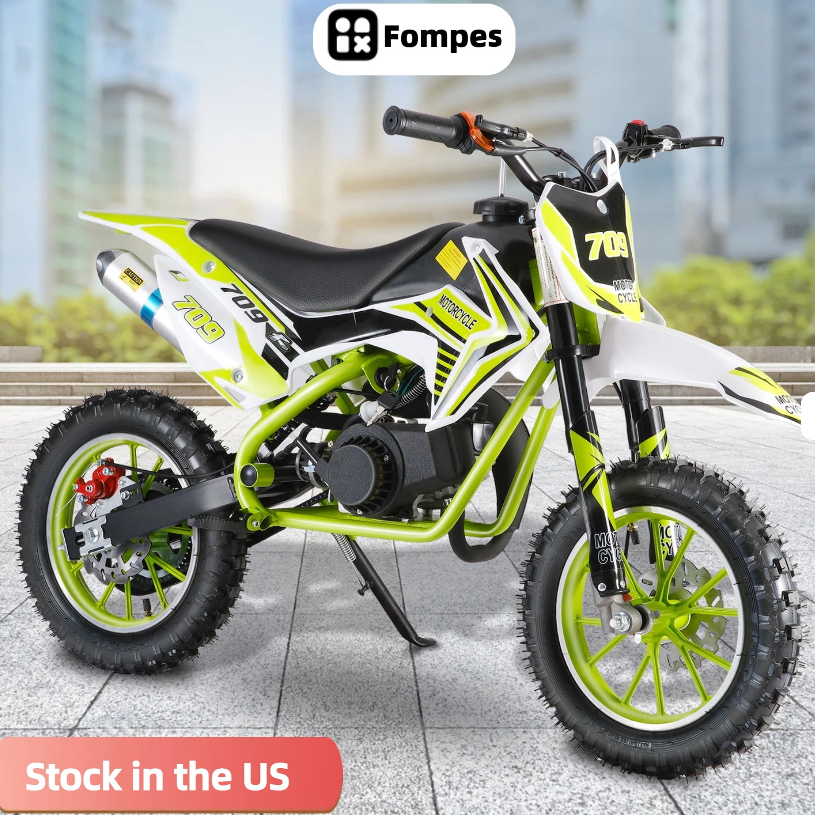 Fompes Gas Dirt Bike, 49CC 2-Stroke Gas Powered Mini Bike, Off Road Mini Motorcycle with Off ...