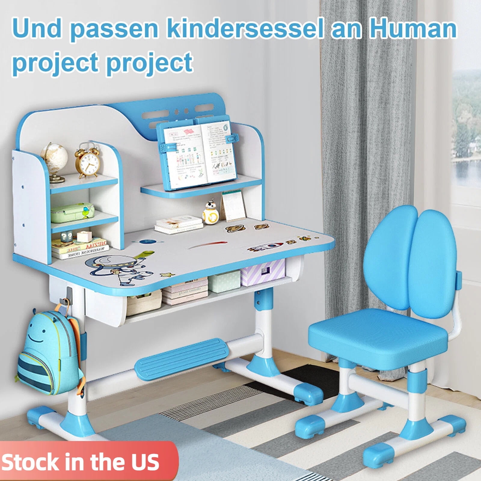 Fompes Kids Desk and Chair Set Height Adjustable Ergonomic Children ...