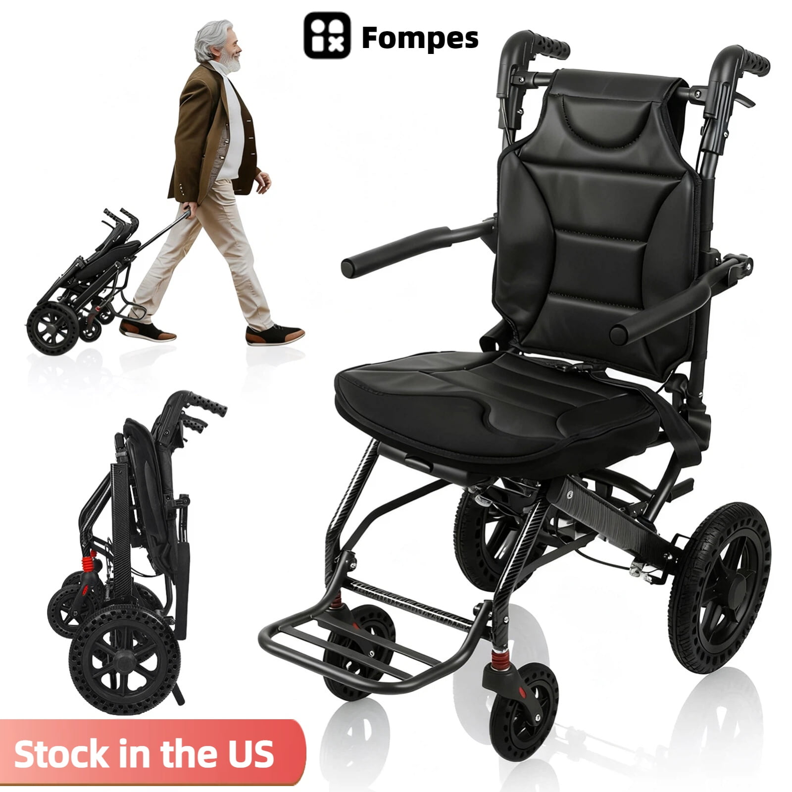 Fompes Ultra-Lightweight Transport Wheelchair for Adults Seniors ...