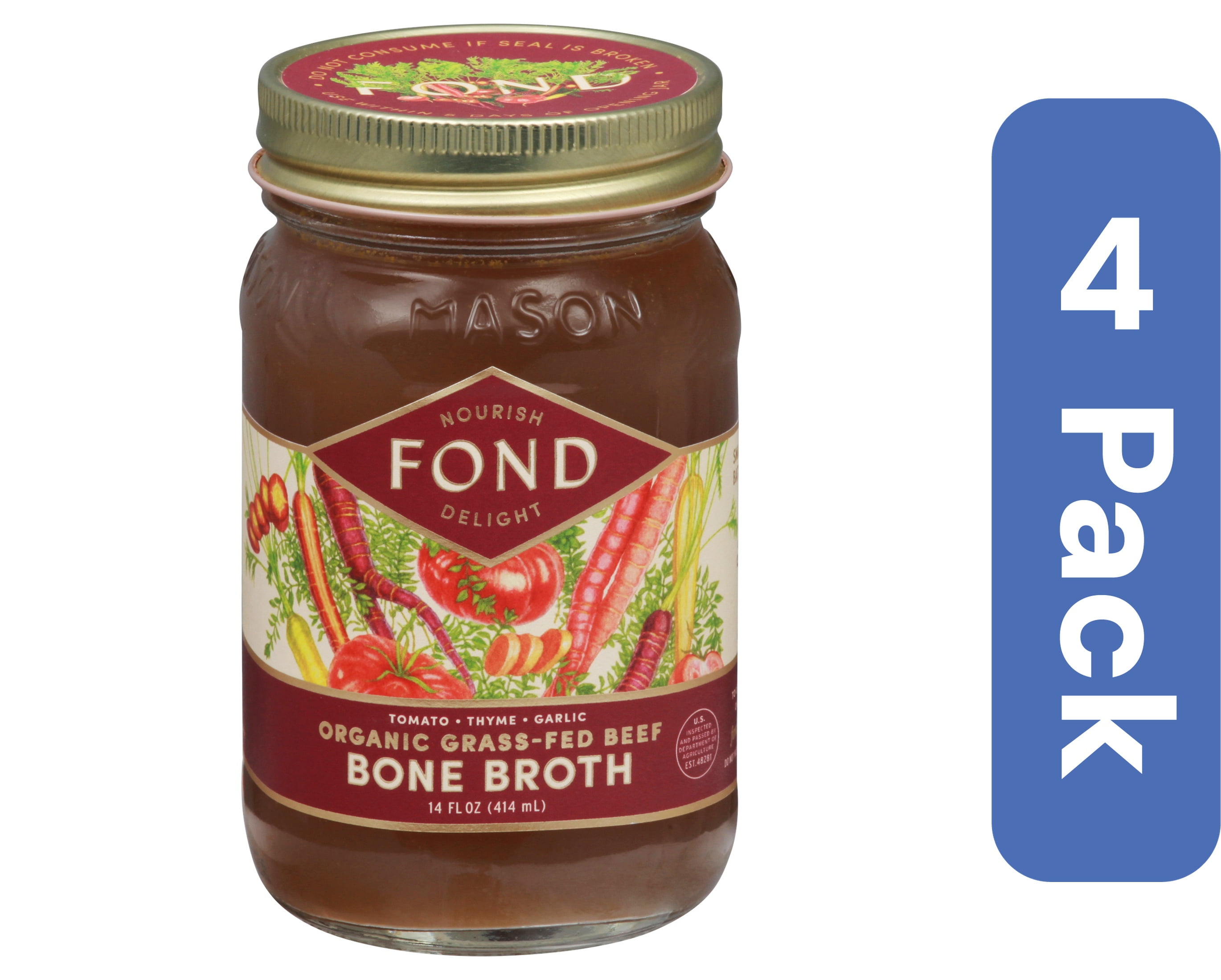 Fond Beef Bone Broth with Garlic Organic 14 fl oz (Pack Of 4) - Walmart.com