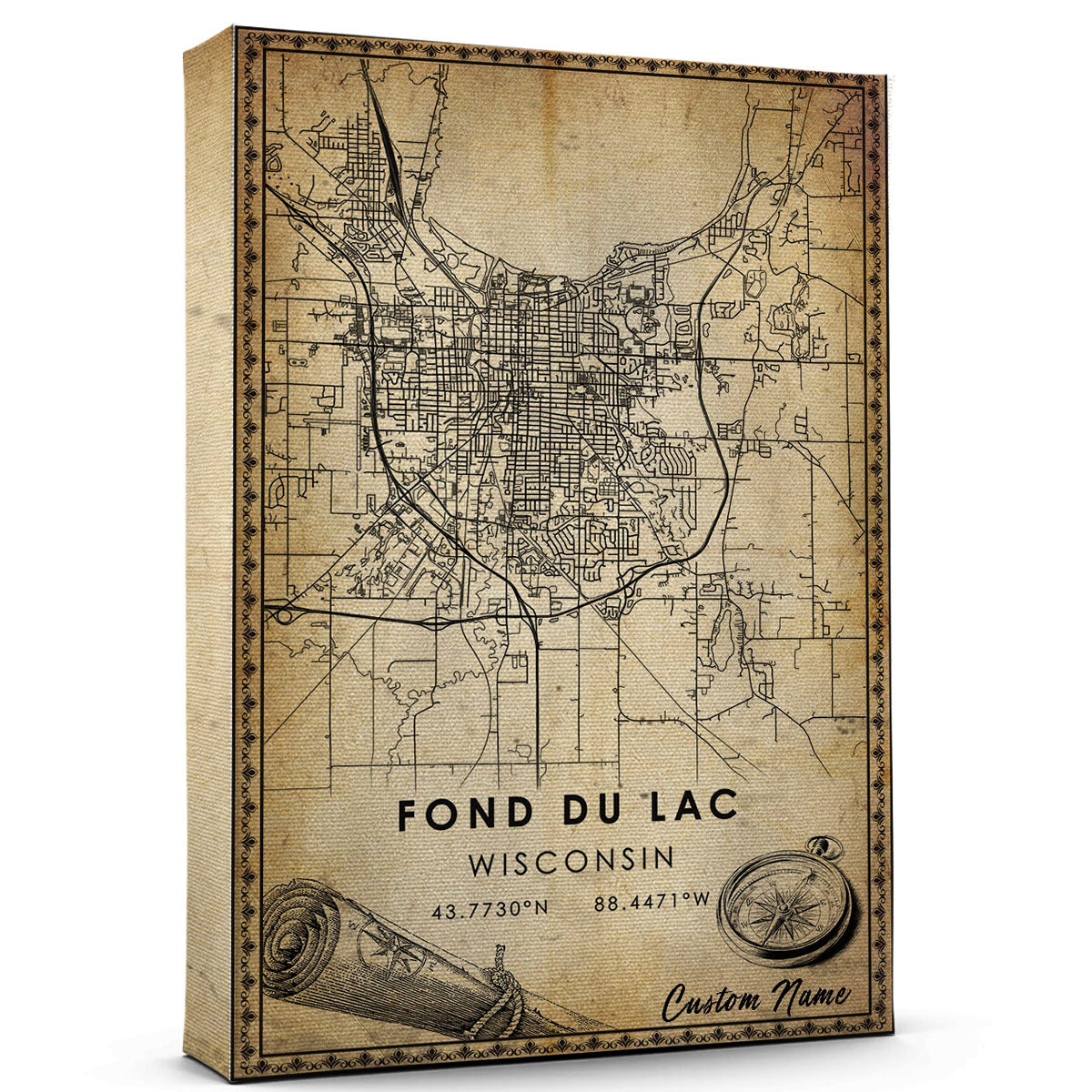 Fond Du Lac Map Poster, Wisconsin Map Art Poster, Canvas, Fond Du Lac ...
