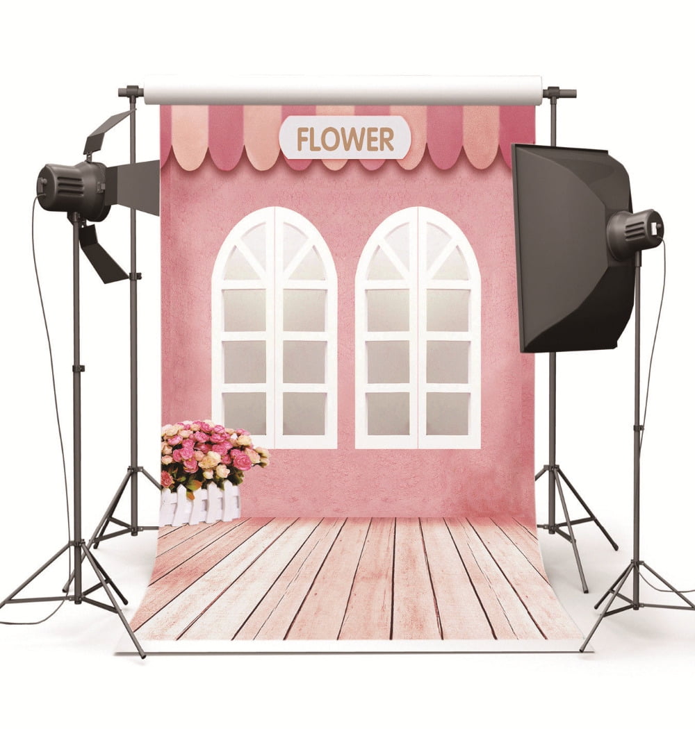 Fond Studio Photography Backdrops Prop Indoor Pink Wall Flowers Vinyl ...