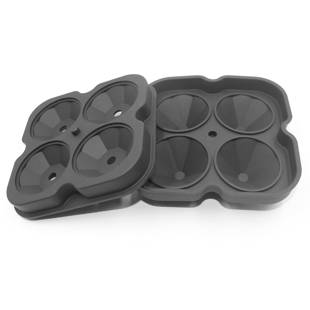 4 Cavity Diamond Shape 3D Ice Cube Mold Maker Bar Party Silicone Trays ...