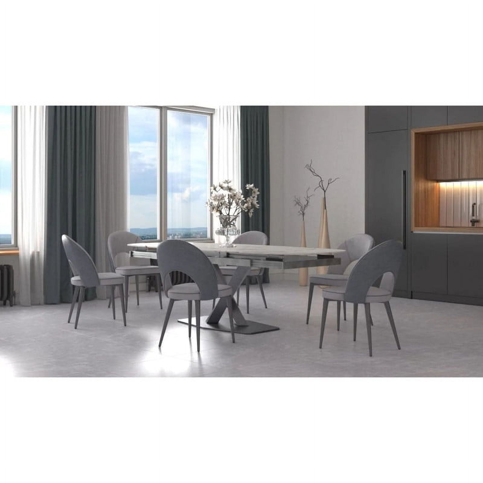 Fondi Dining Table & Modena Chairs Dining Room Set in Ceramic/Gray, 5 ...