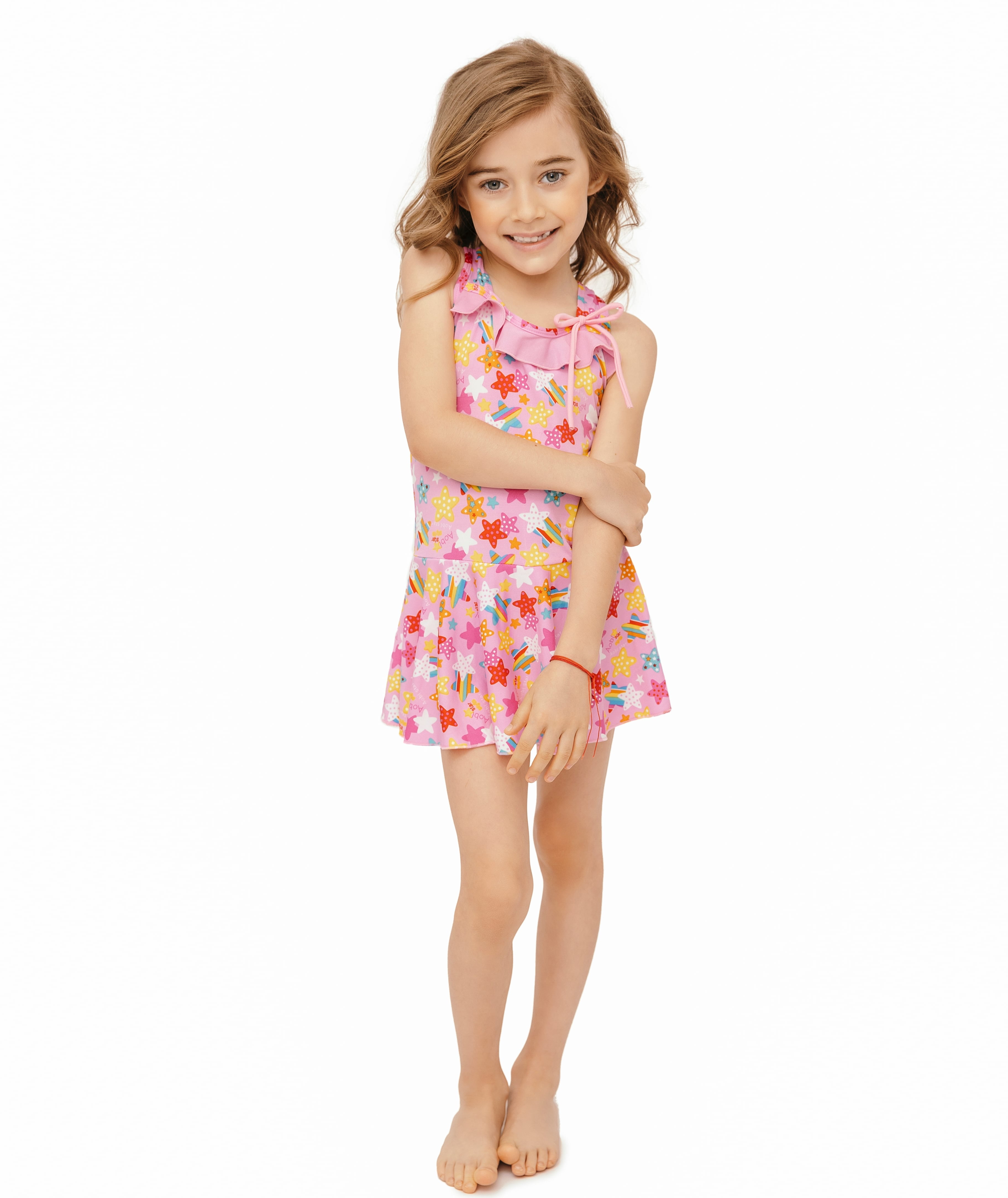 Fondlier Girls Swimsuit 1-pc Pink Stars Swimwear 6 - 7 years old ...