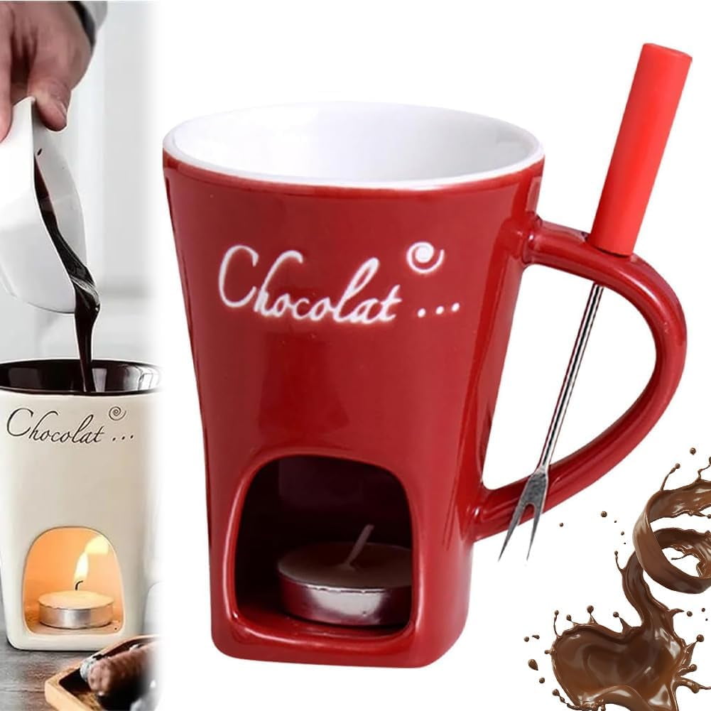 Fondue Cups, Chocolate Fondue Melt Mug with Forks, Sweet Chocolate ...