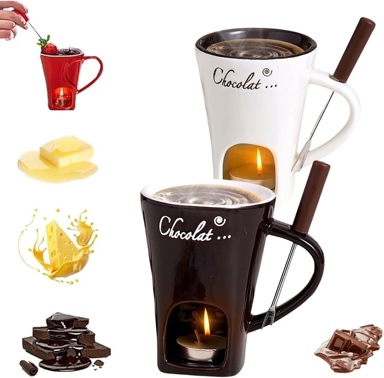 Fondue Cups Tealight,Chocolate Fondue Cup,Personal Mini Ceramic Fondue ...