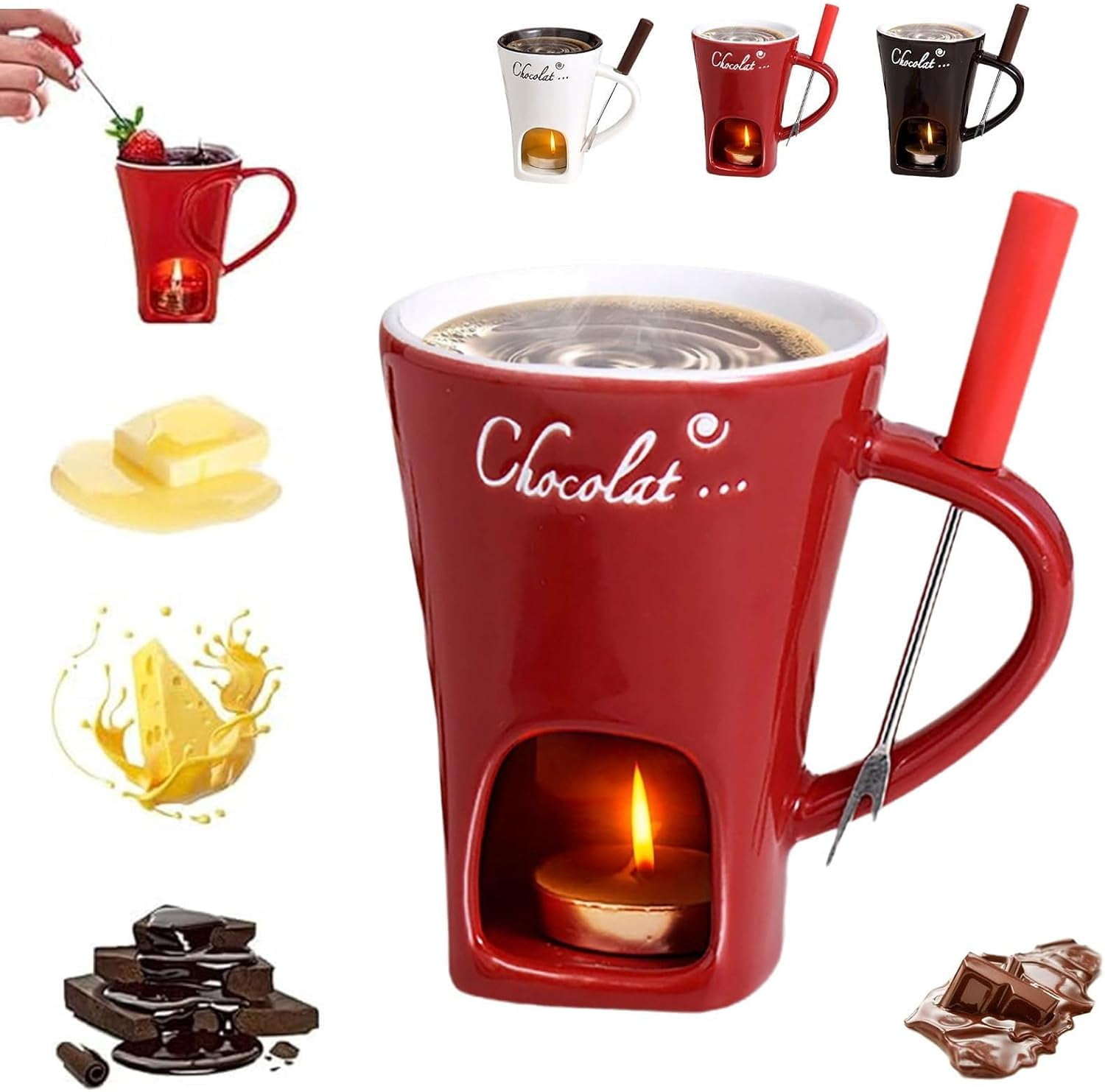 Fondue Cups Tealight,Chocolate Fondue Cup,Personal Mini Ceramic Fondue ...