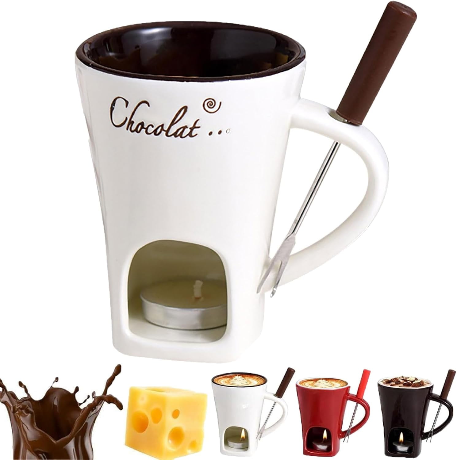 Fondue Cups Tealight, Chocolate Fondue Cup, Chocolate Fondue Mug with ...