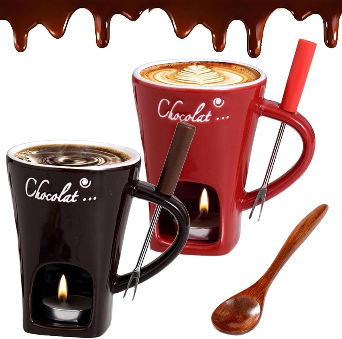 Fondue Cups Tealight, Fondue Cup Set, Chocolate Fondue Mug Set ...