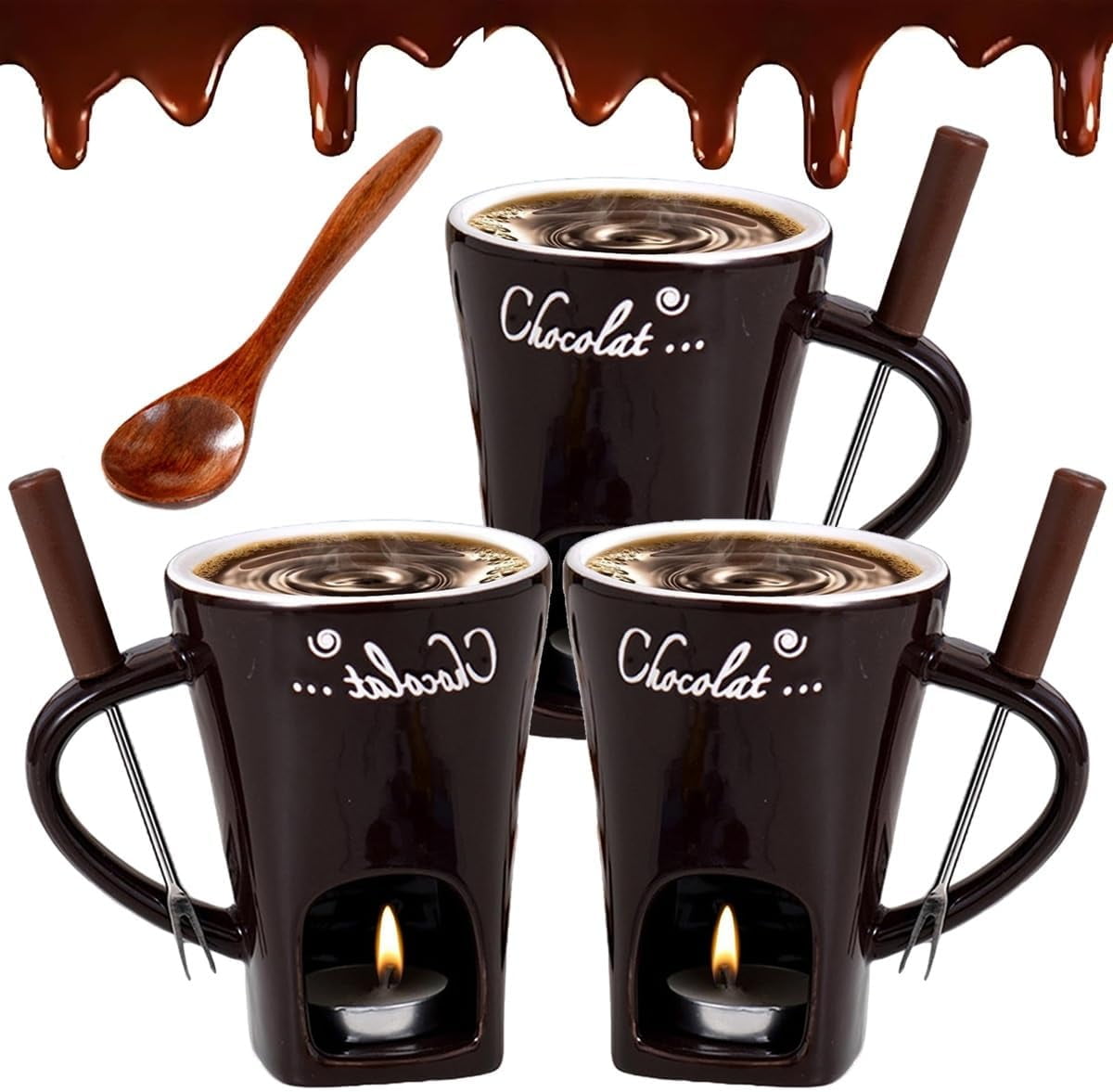 Fondue Cups Tealight, Fondue Cup Set, Chocolate Fondue Mug Set ...