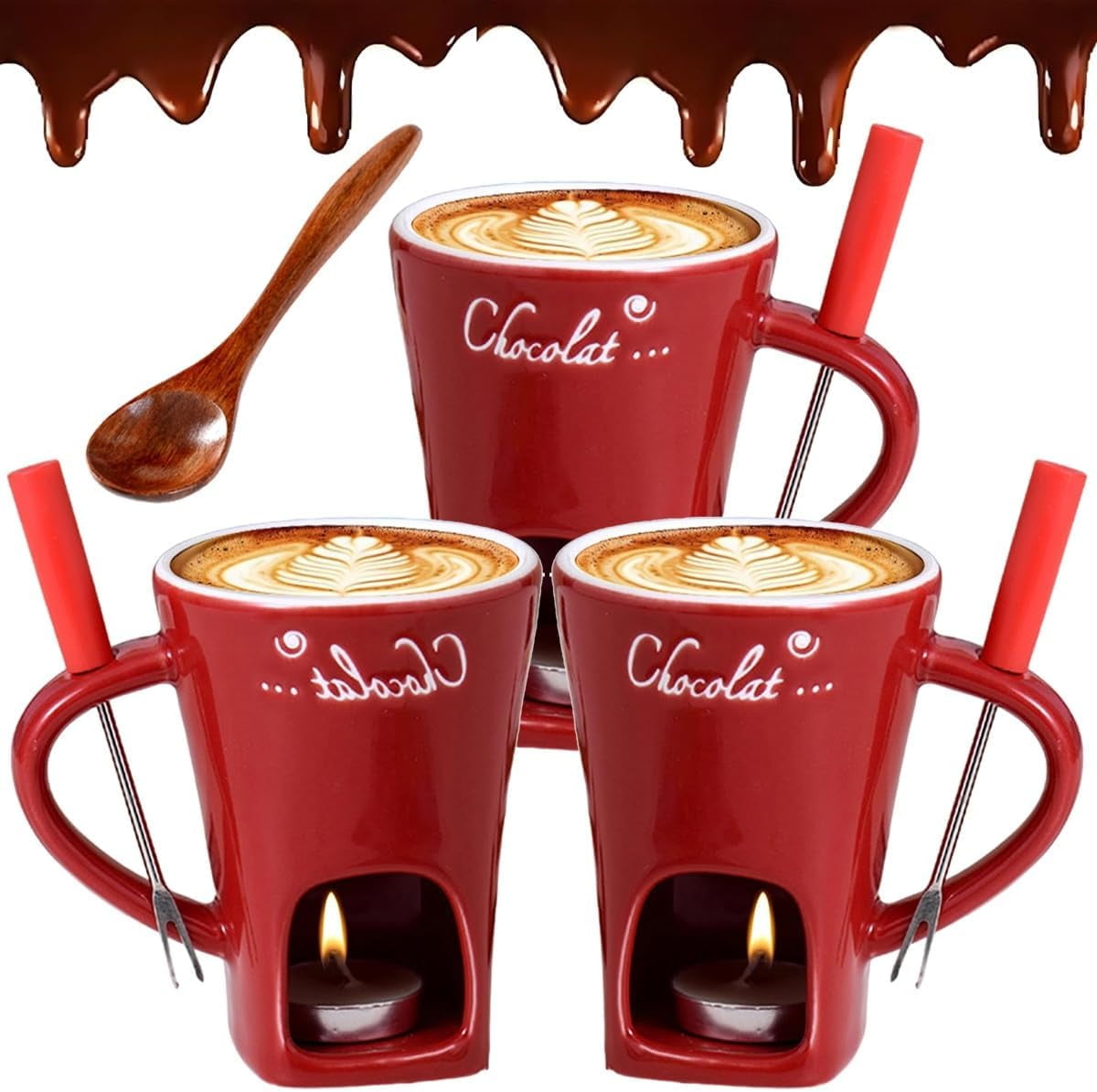 Fondue Cups Tealight, Fondue Cup Set, Chocolate Fondue Mug Set, Chocolate Melting Fondue Mug ...