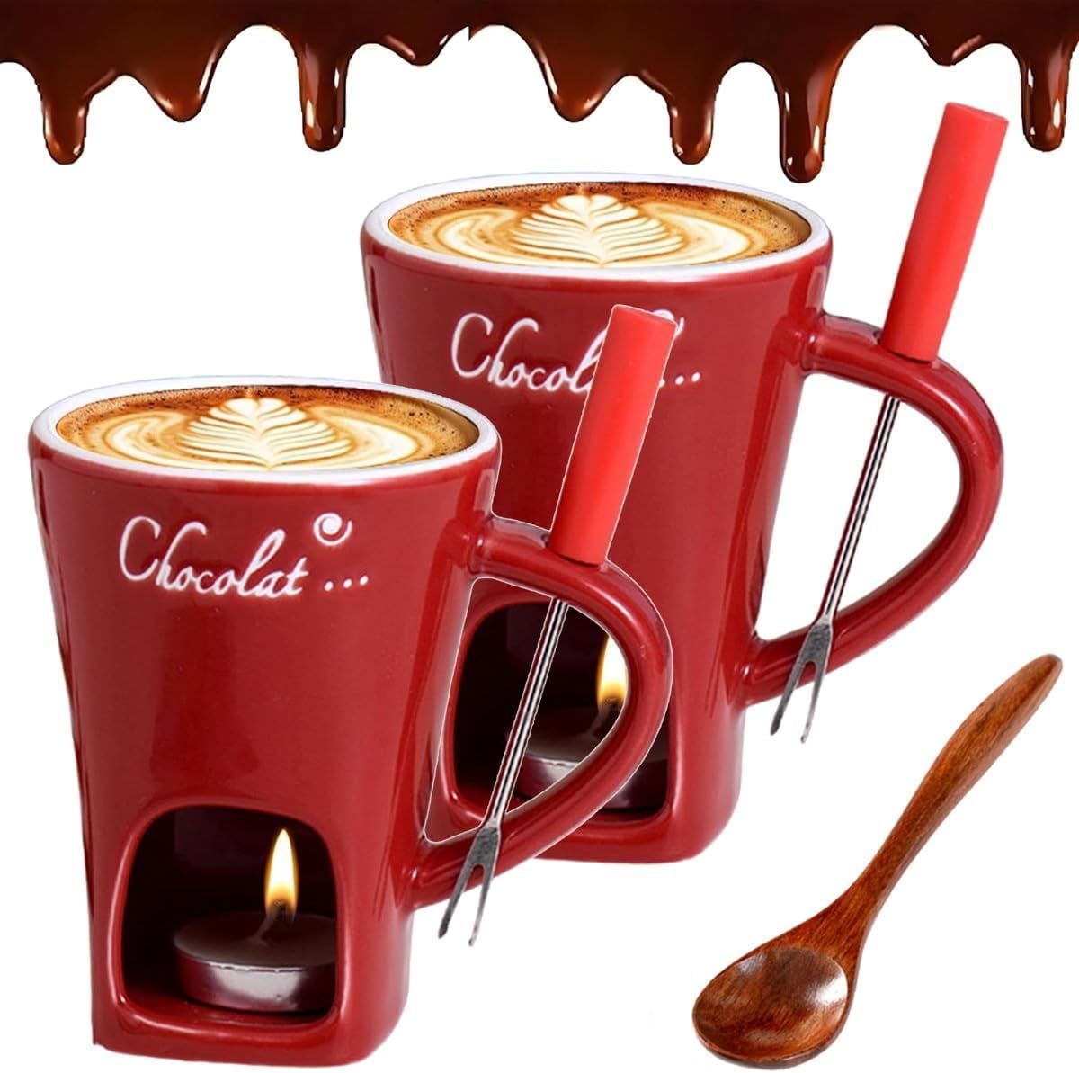 Fondue Cups Tealight, Fondue Cup Set, Chocolate Fondue Mug Set ...