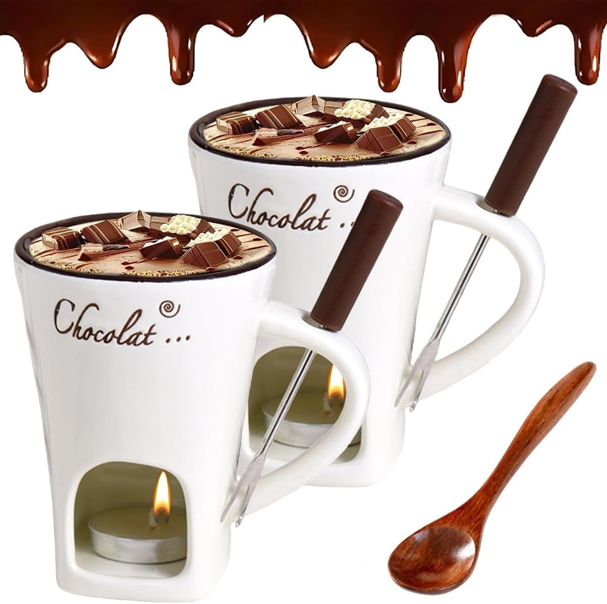 Fondue Cups Tealight, Fondue Cup Set, Chocolate Fondue Mug Set ...
