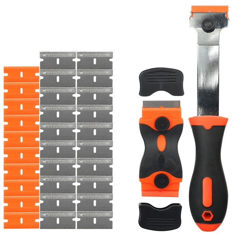 Fonepro 2 Pack Plastic Double Edged Glass Scraper with 30 Replacement ...