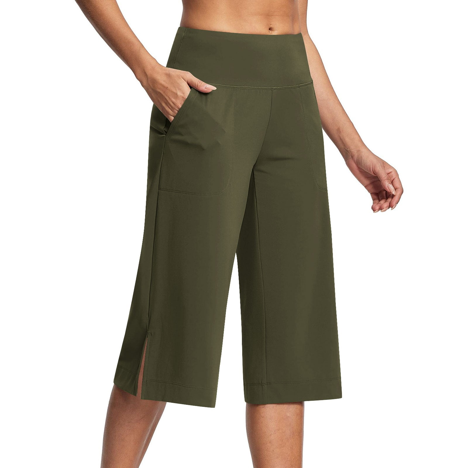 Fonma Capris for Women High Waisted Cropped Pants Summer Casual Yoga ...