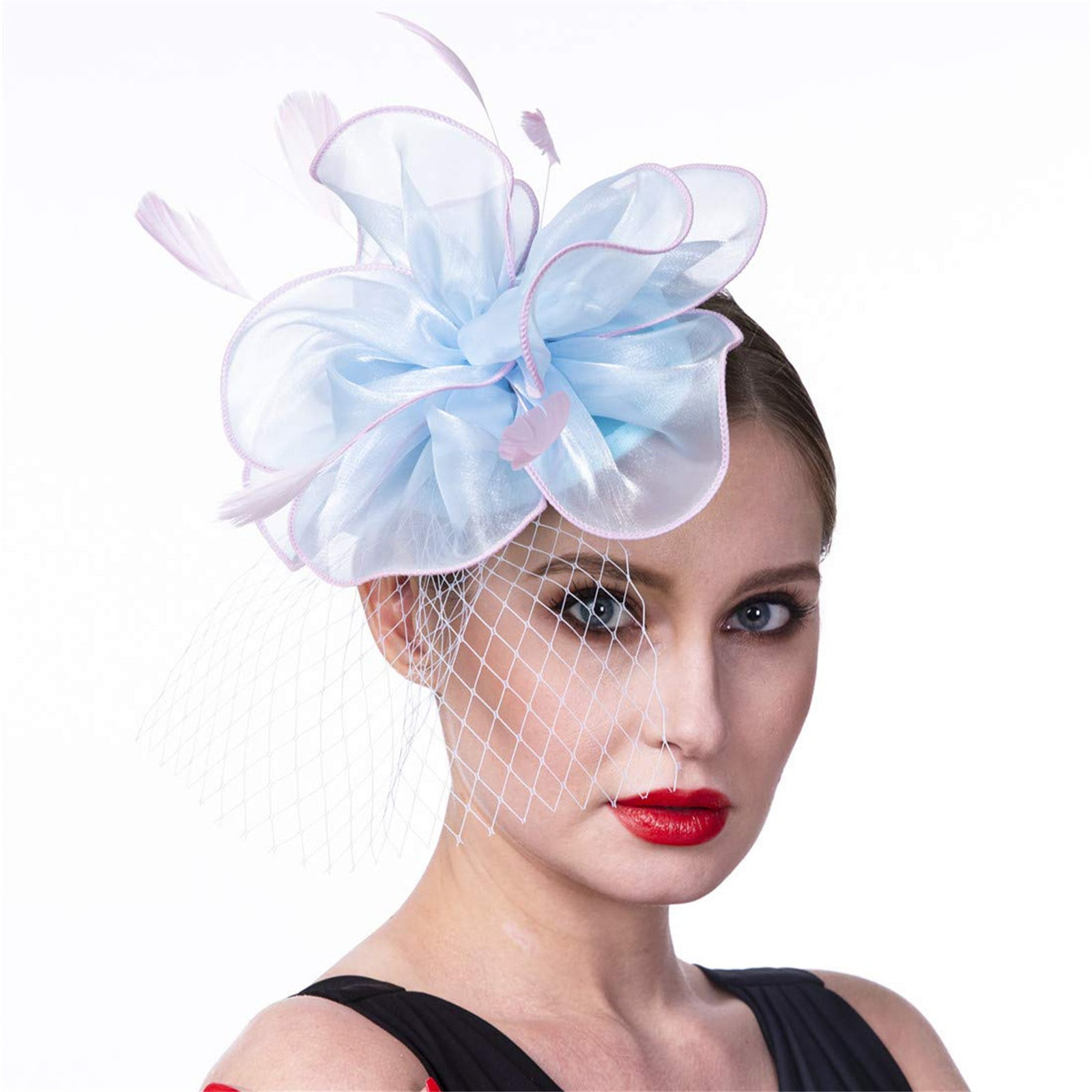 Fonma Fascinators Hats for Womens Tea Party Derby Hat Feather Mesh Veil ...