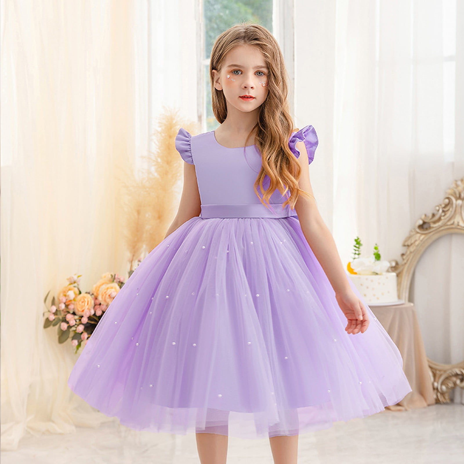 Fonma Flower Girl Dress Wedding Guest Ruffle Tulle Satin Party Birthday ...