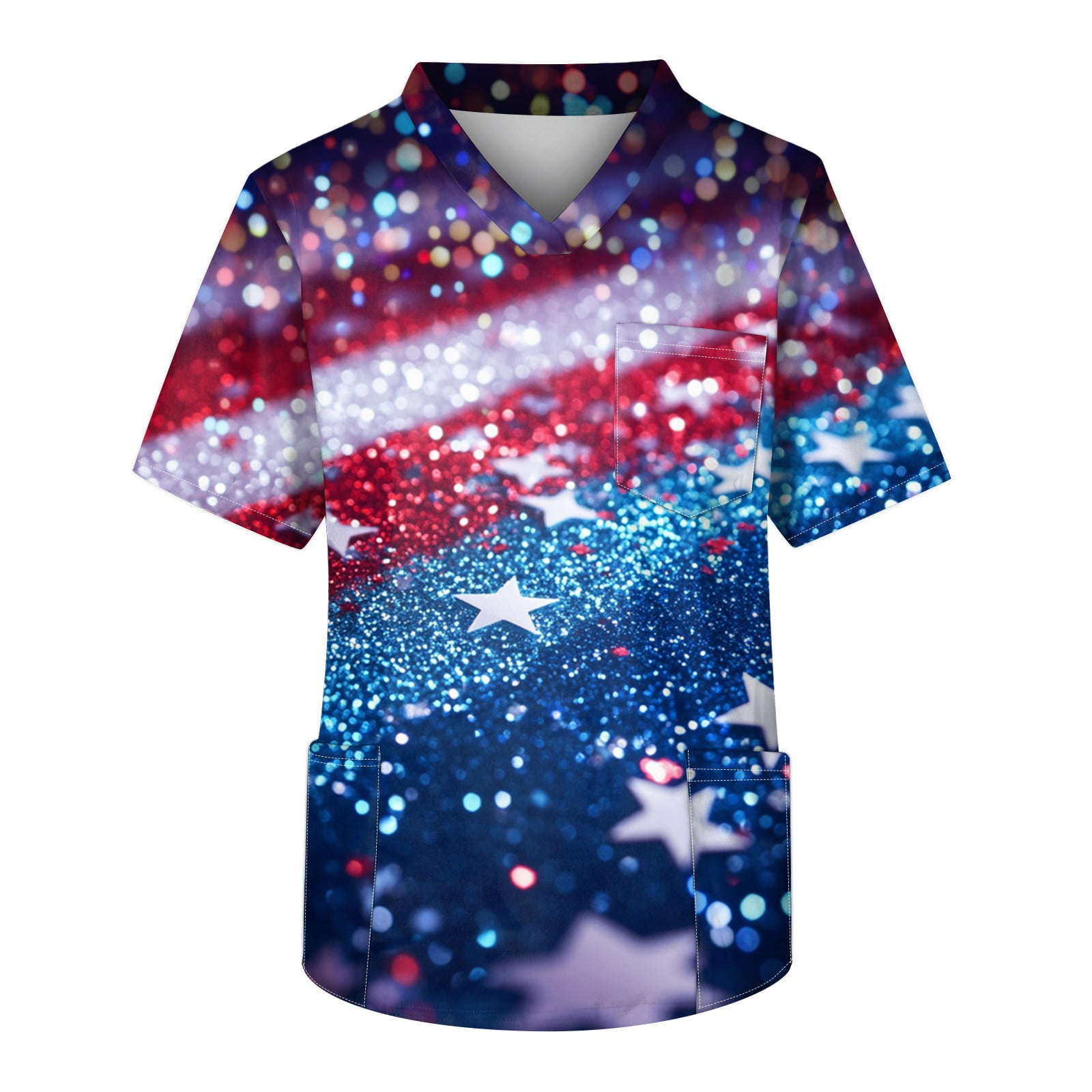 Fonma Fourth Of July Scrub Tops Mens Usa Flag Unshackled Spirit Scrubs ...