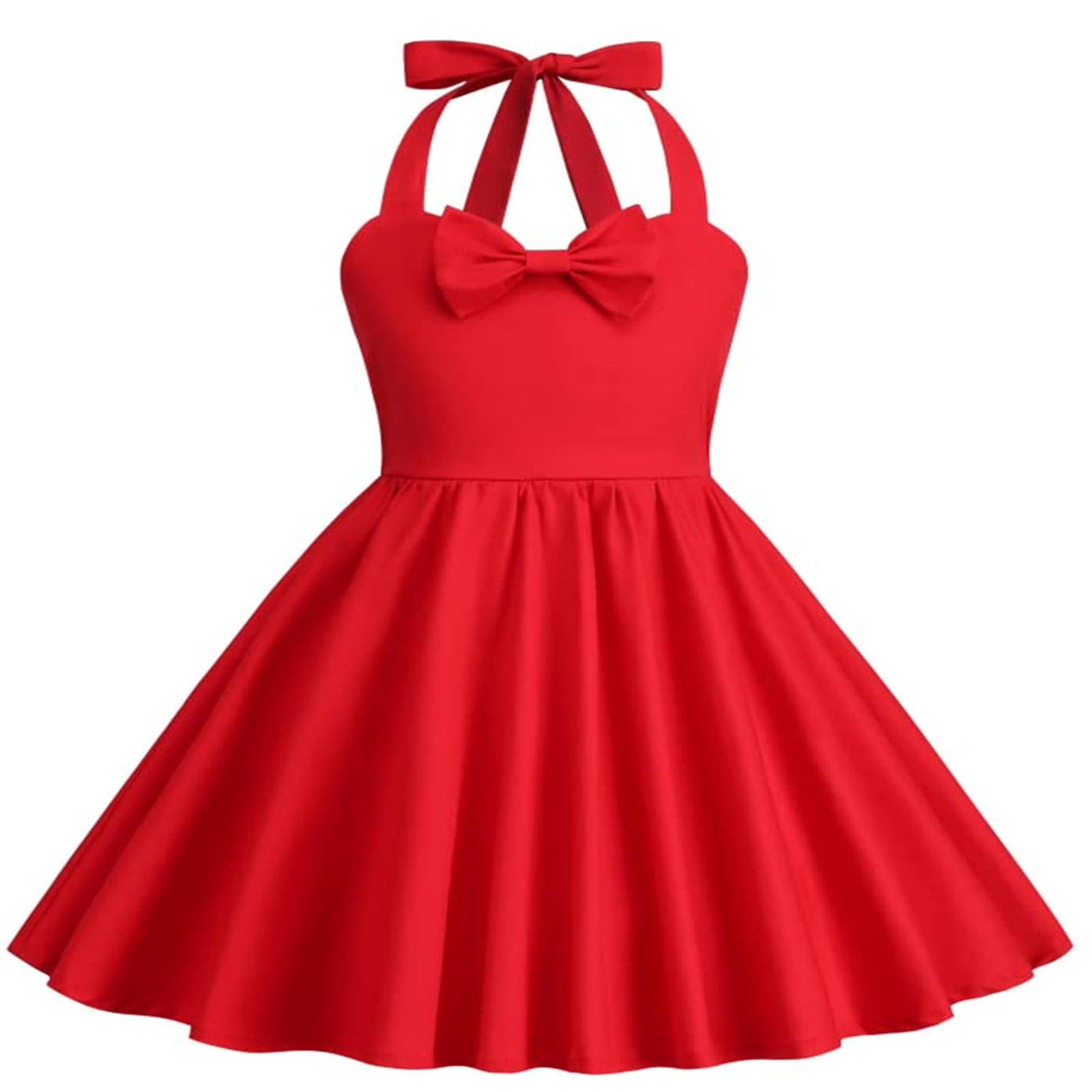 Fonma Girl's Vintage Polka Dress 1950s Halter Retro Cocktail Dress Deep ...