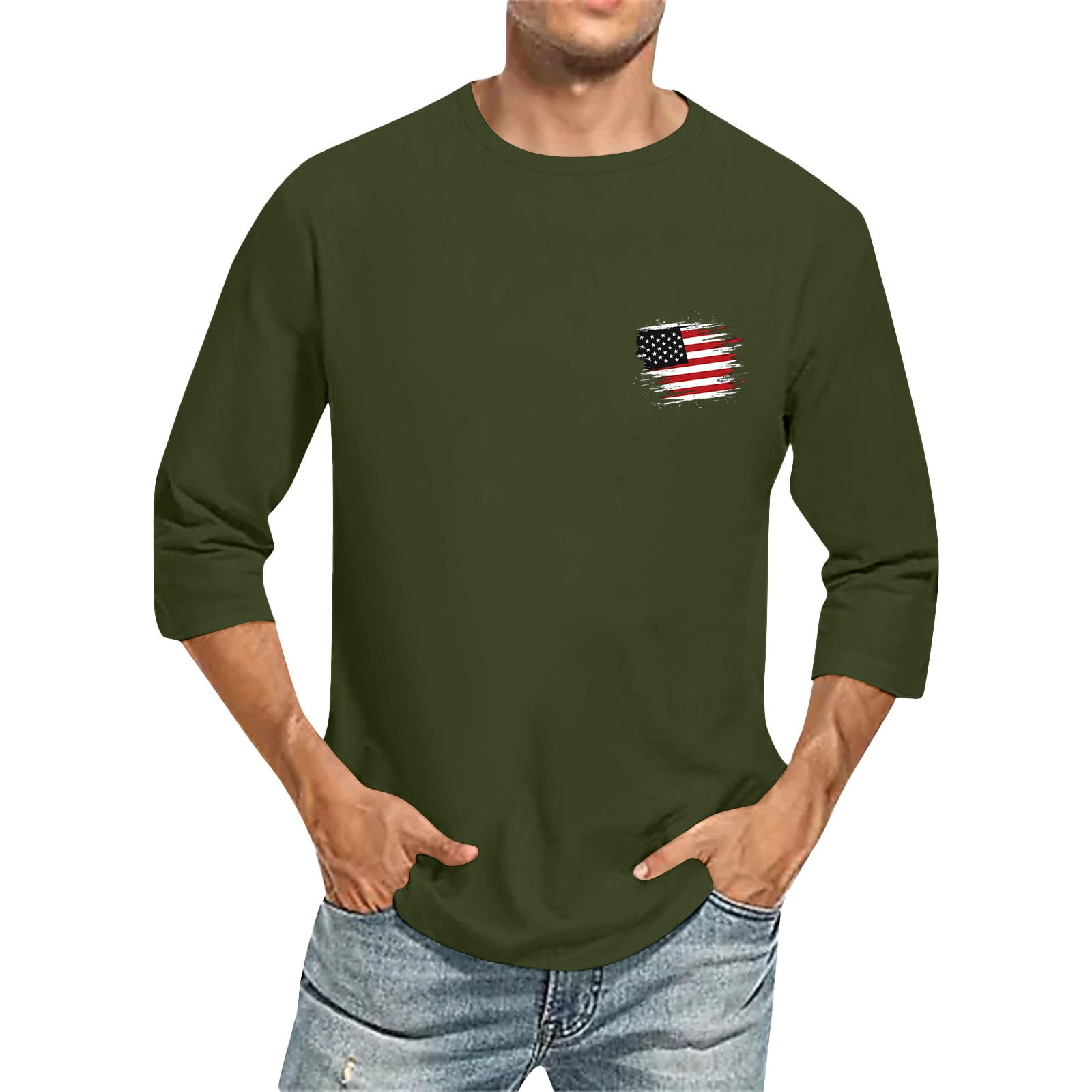 Fonma July 4th Shirts for Men 3/4 Sleeve Basic 4th Of July Fashion Tops ...