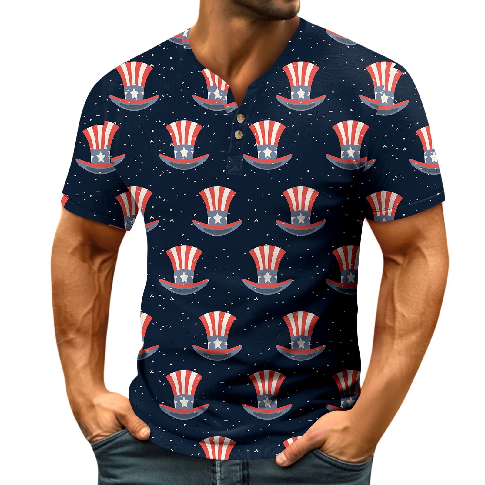 Fonma Men's 4th Of July Shirts Henley V Neck Muscle Independence Day ...