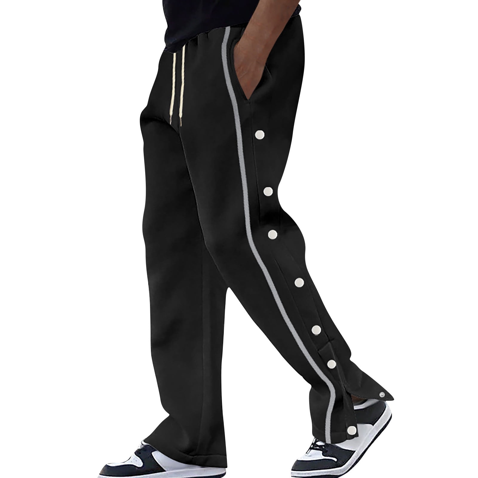 Fonma Men's High Split Snap Button Basketball Pants Baggy Surgery ...