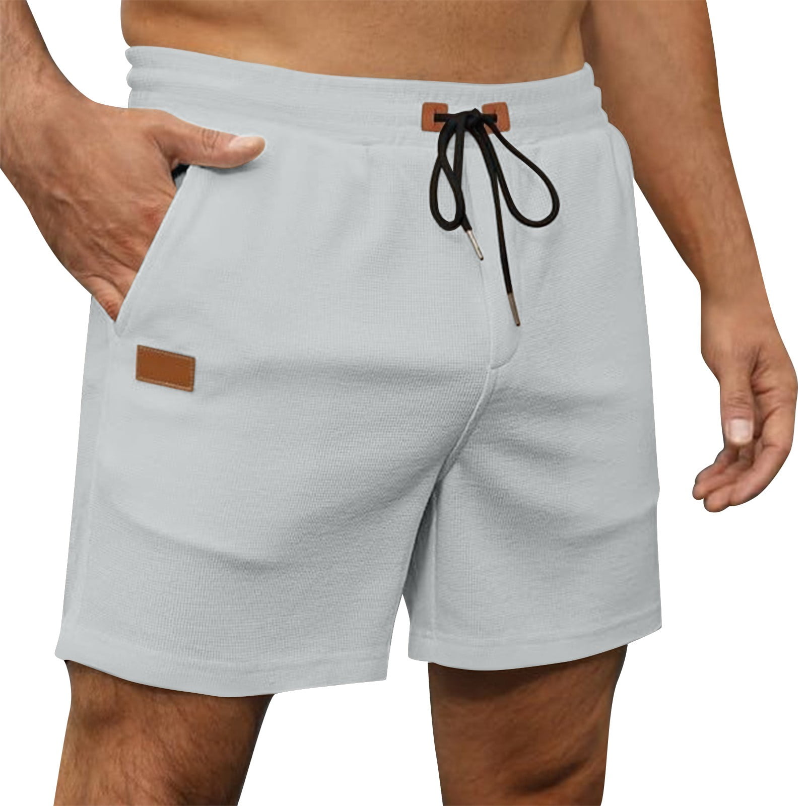 Fonma Mens Casual Waffle Shorts - Cotton Drawstring Summer Beach ...