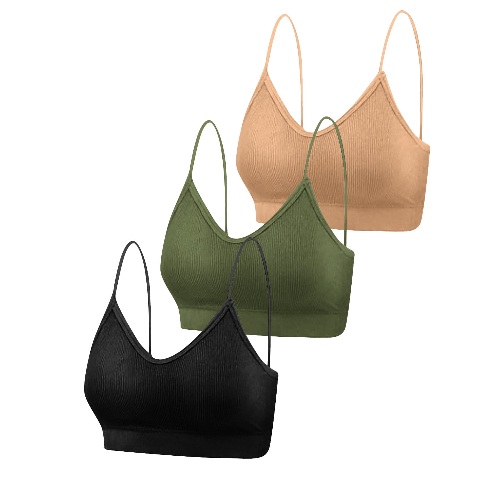 Fonma Padded Bralettes for Women, 3 Pcs Sports Bras for Women Pack, V ...