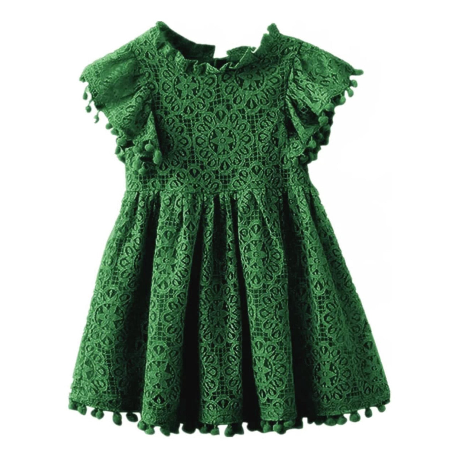 Fonma Toddler Girls Hollow Lace Pom Pom Flutter Sleeve Princess Party ...