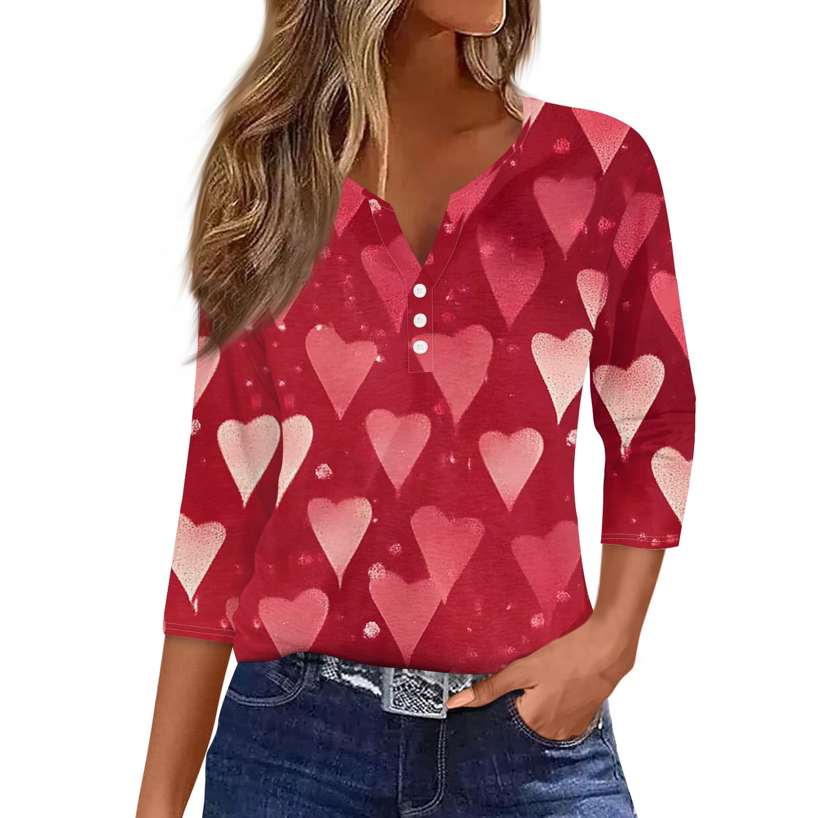 Fonma Valentine Shirt for Girls Button Up 3/4 Sleeve Graphic Funny ...