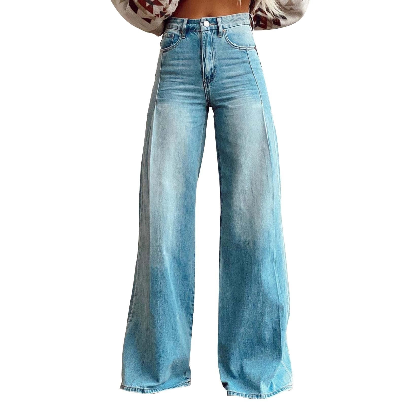 Fonma Women's Low Rise Wide Leg Flare Jeans Baggy Vintage 90s Bell ...