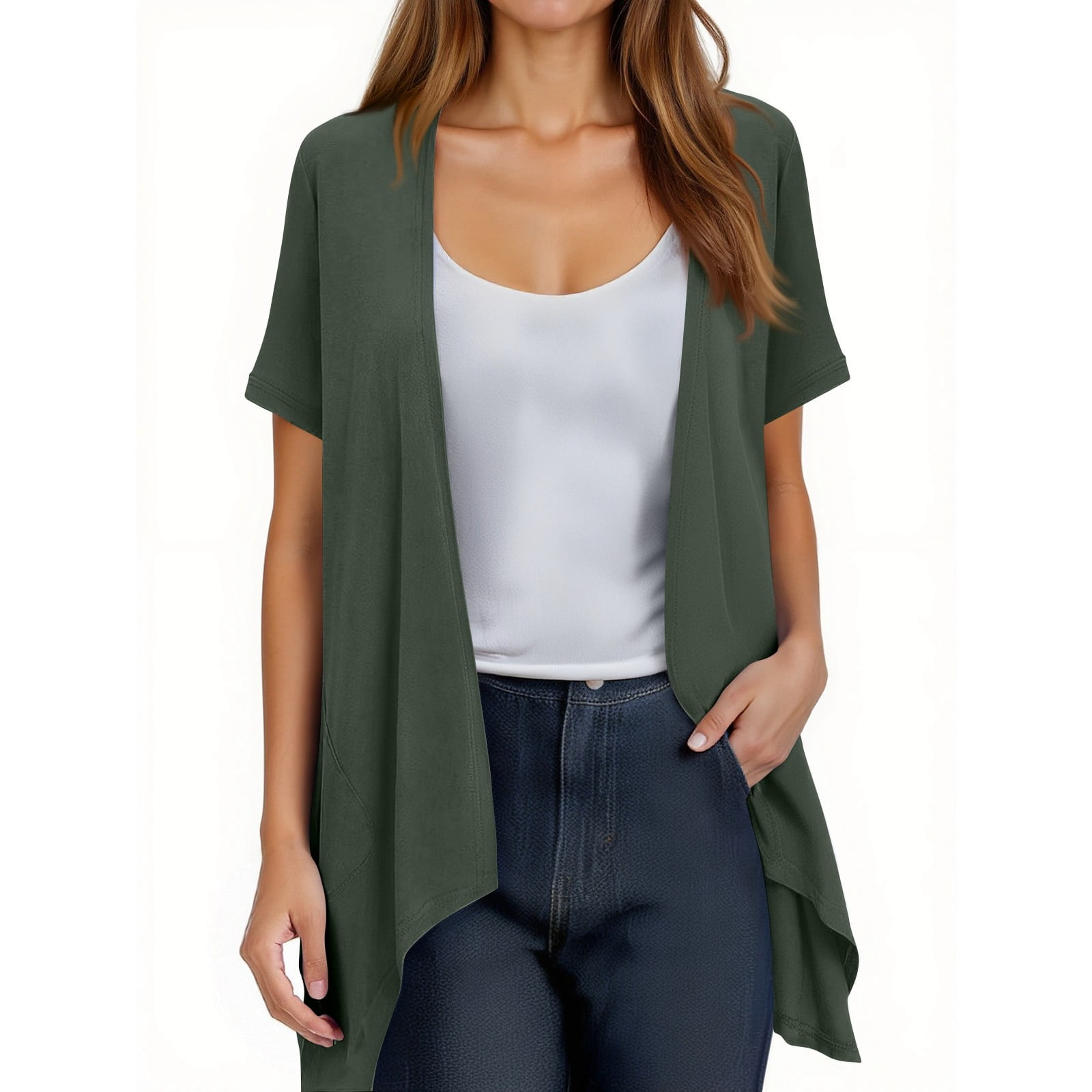 Fonma Womens Open Front Short Sleeve Cardigans for Women Lightweight ...