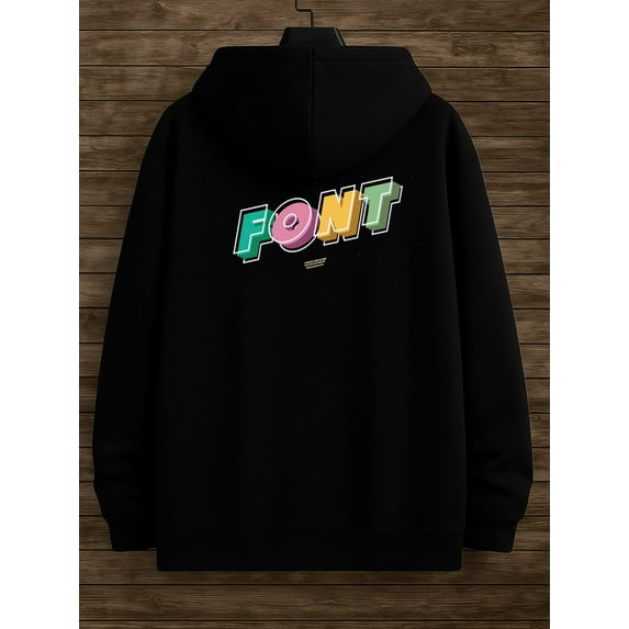 Font Hoodie funny hoodies game men's machine washable black Hip-Hop ...