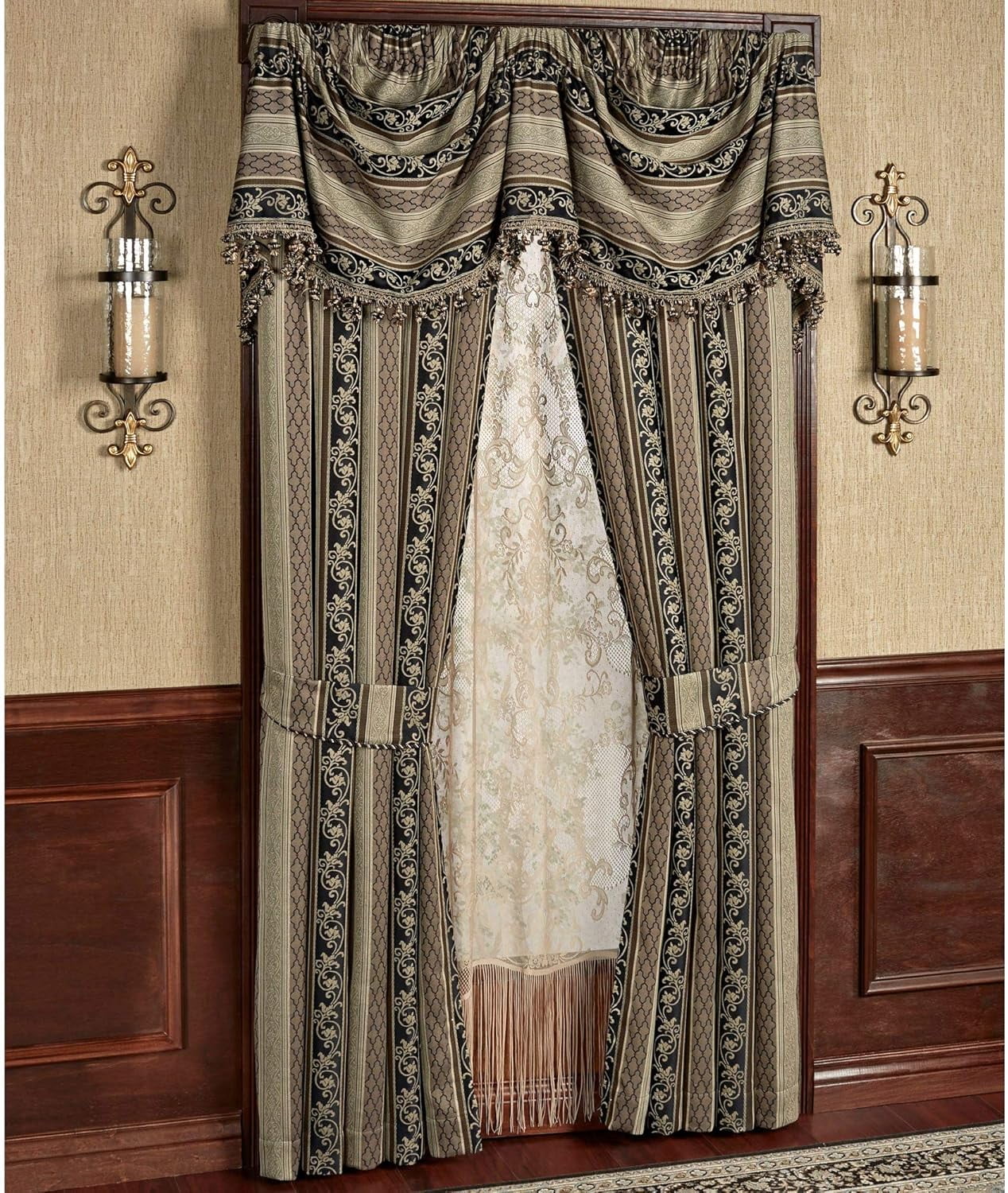 Fontainebleau Empire Valance Taupe 110 x 28 - Walmart.com