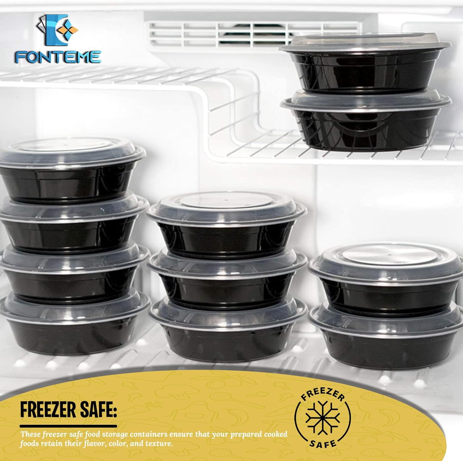 Fonteme 32 oz Round Meal Prep Container with Lids – 50 Pack ...