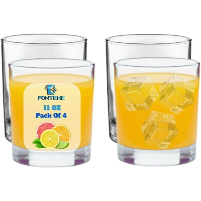 Fonteme Cocktail Rocks Small Juice Glasses Set of 4, 11-ounce Glass ...