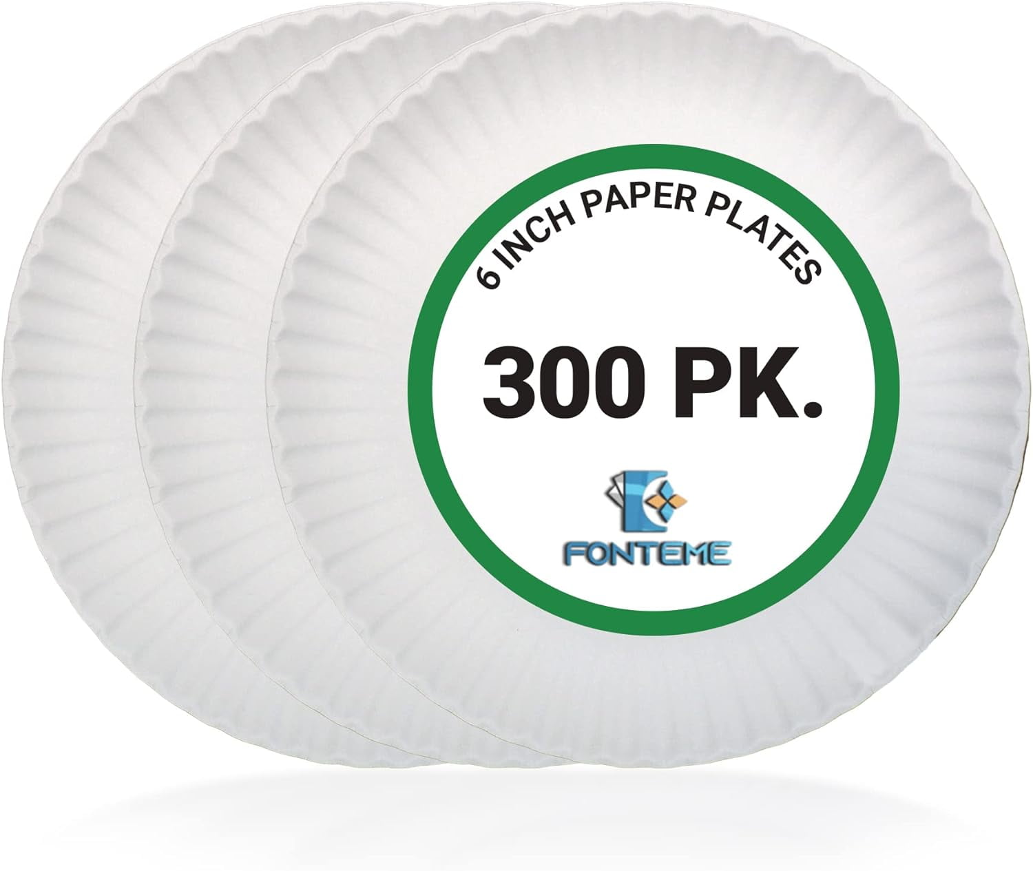 Fonteme Everyday Disposable - 6 Inch 300 Pack - Uncoated White Round ...