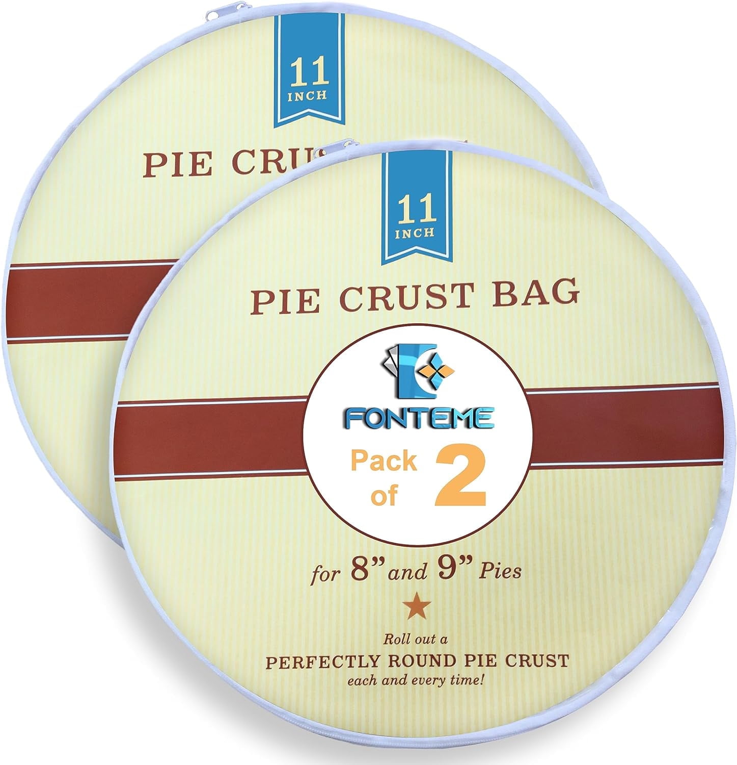 Fonteme Plastic Pie Crust Dough Rolling Bag - Set of 2 (11") | Non ...