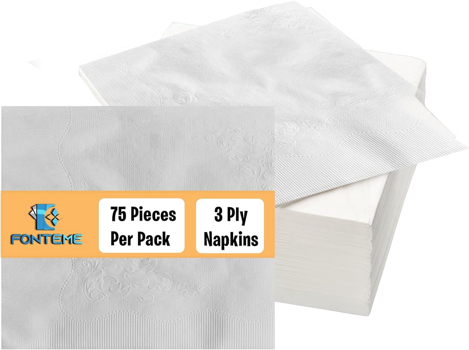 Fonteme Premium Tablesettings White Napkins | 3 Ply Paper White | Large ...