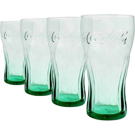 Fonteme Set of 6 Coca-Cola Libbey Green Drinking Glasses - 16-oz ...