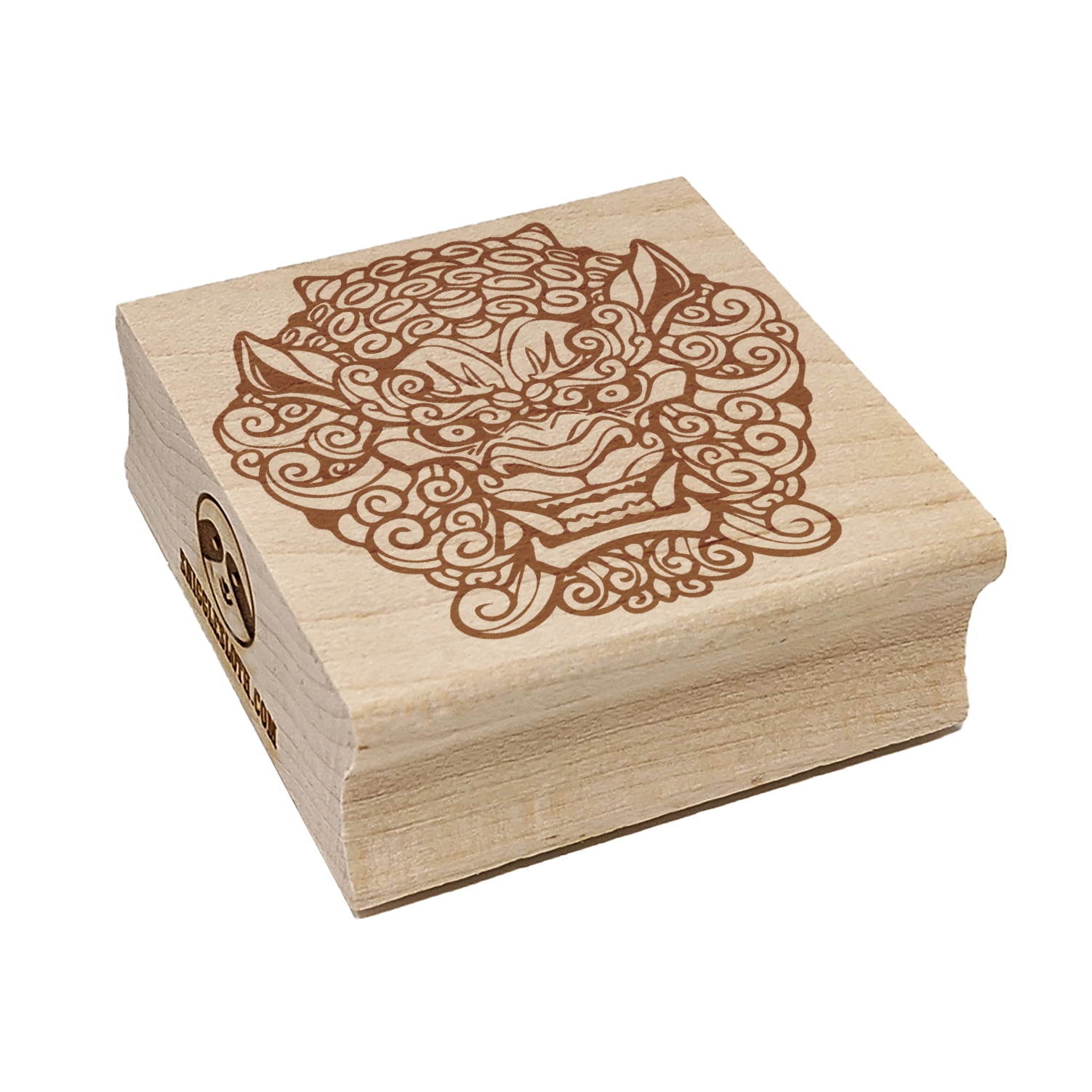 Foo Dog Guardian Lion Head Square Rubber Stamp Stamping Scrapbooking ...
