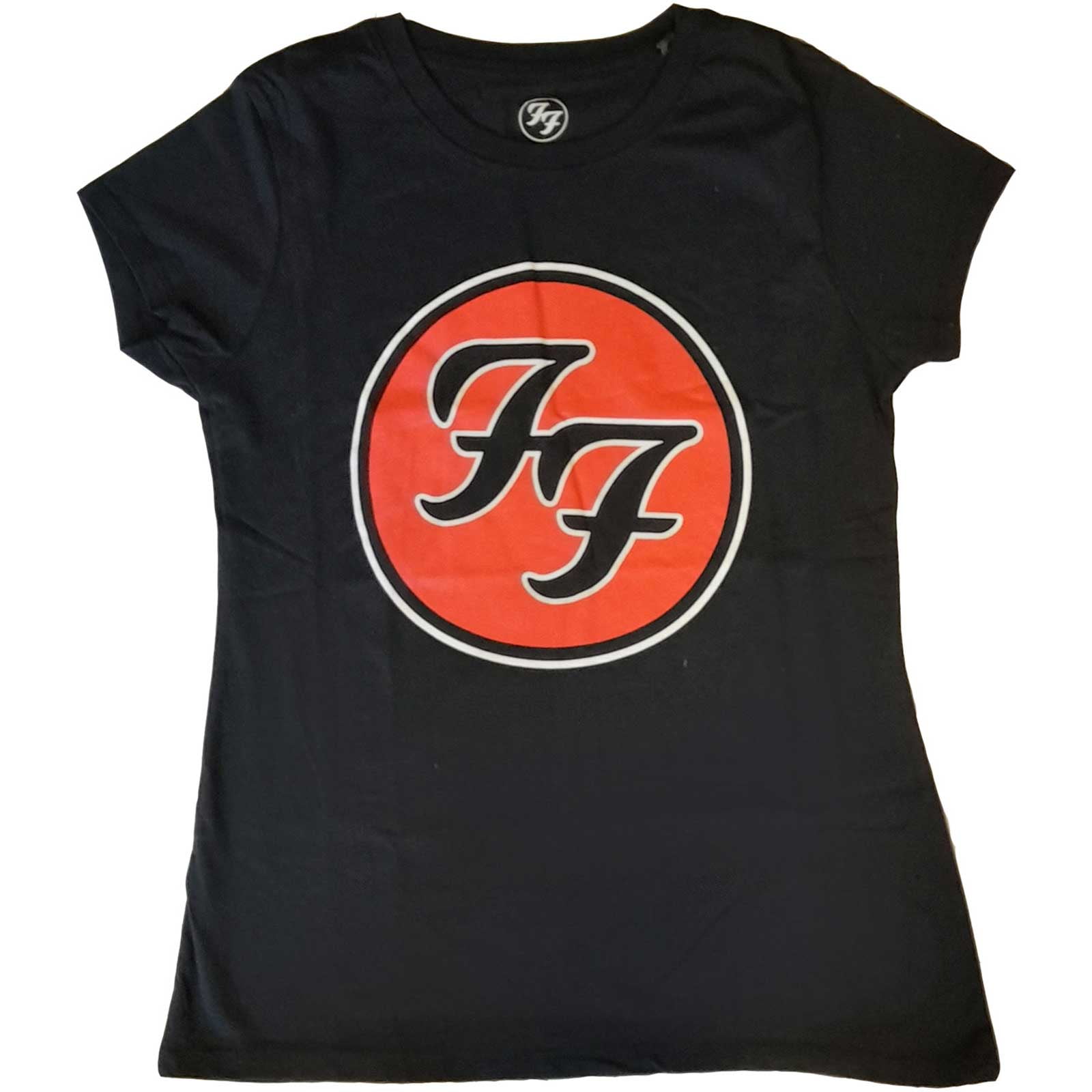 Foo Fighters T Shirt FF Band Logo new Official Womens Skinny Fit Black ...