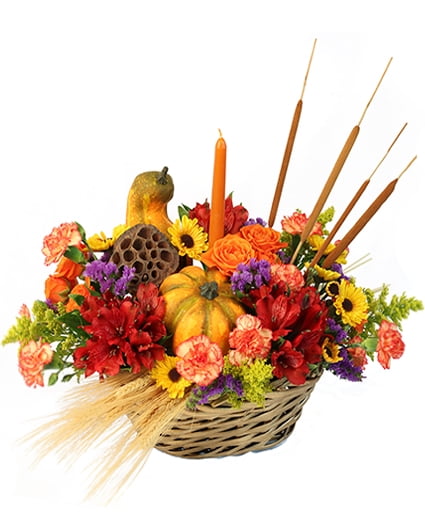 Foo-te's Flowers - Gourd-eous Blooms Basket Arrangement - Premium ...
