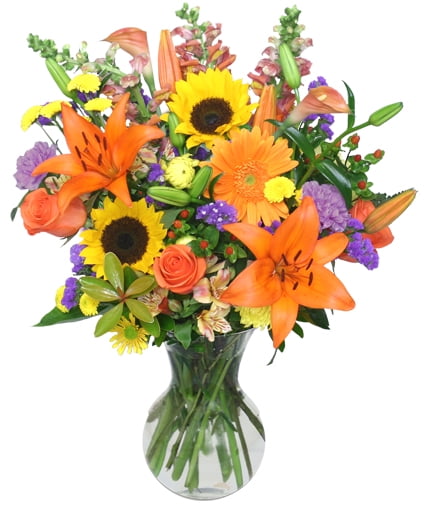 Foo-te's Flowers - Harvest Rhapsody Fresh Flower Vase - Deluxe ...